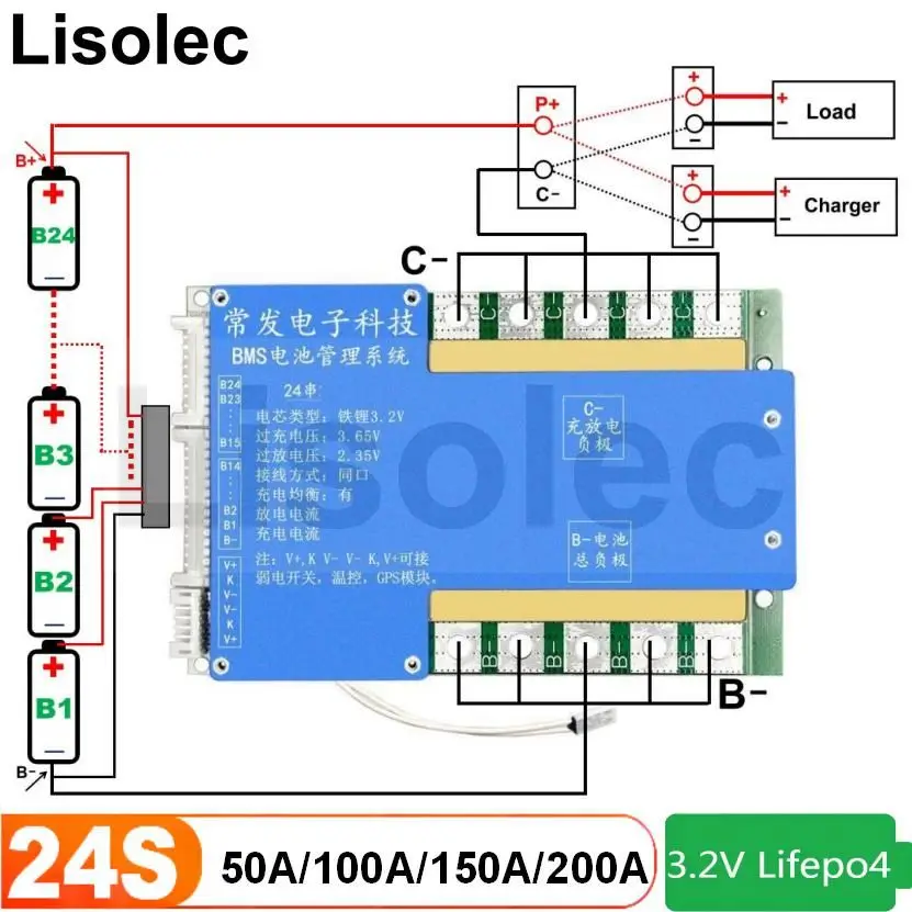 Lifepo4 BMS 24S 72V with Temperature Protect Voltage Balance Function ...