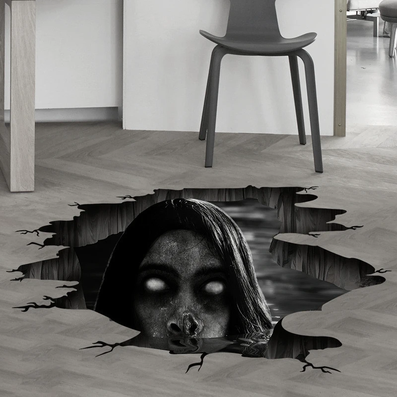 Wall-Sticker-Halloween-Horror-Decoration-Visual-Stereoscopy-Scary-Girl ...