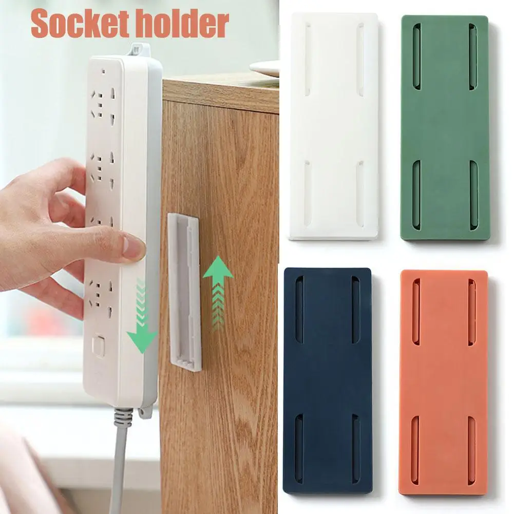 1-2-4pcs-Self-adhesive-Socket-Holder-Punchfree-Plug-Sticker-Holder-Wall ...