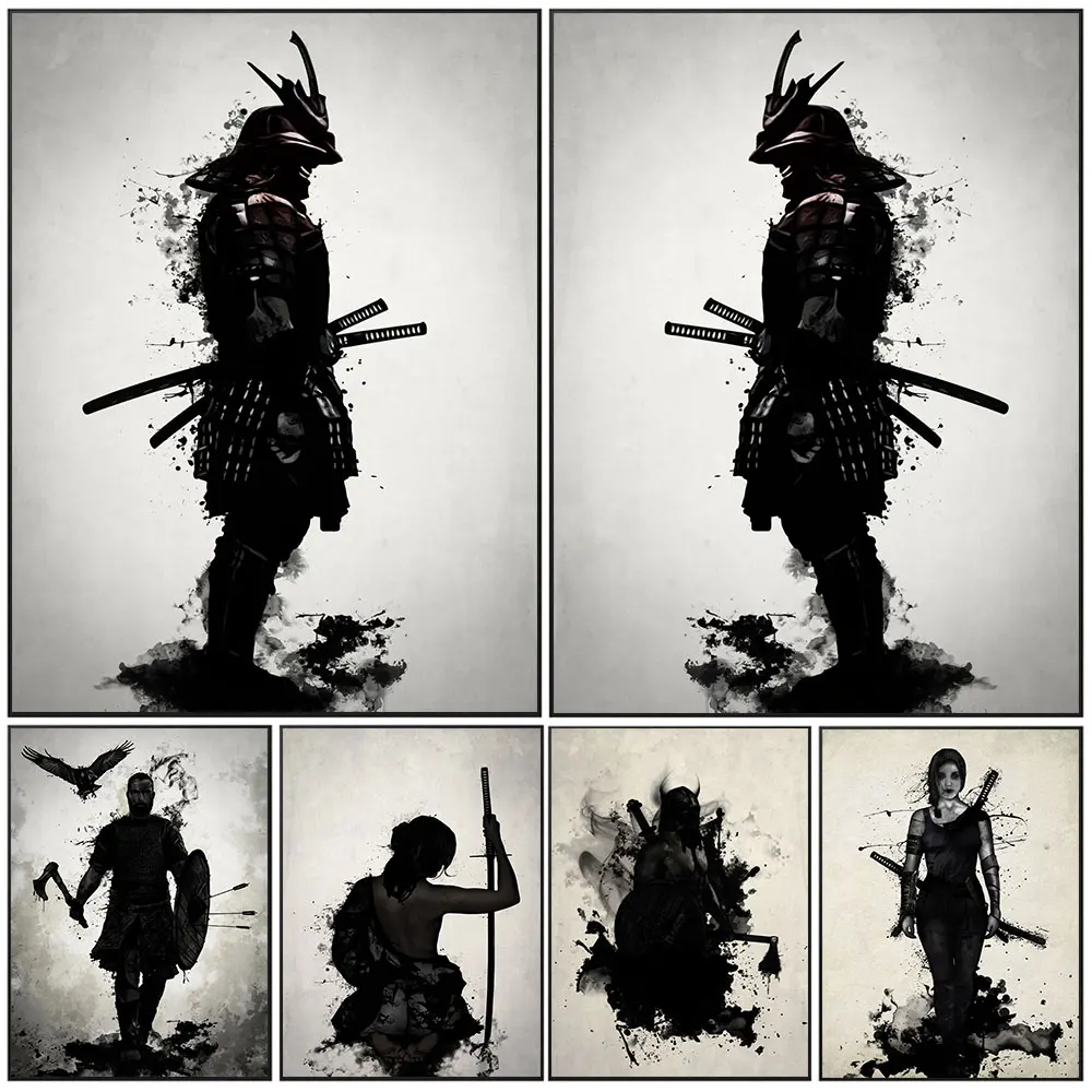 Japanese Samurai Abstract Posters And Print Knight Assassin Canvas ...