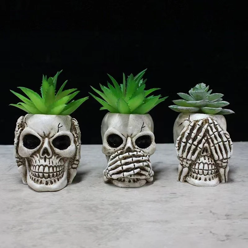 Skull-Flower-Pots-Skeleton-Vases-for-Succulents-Flowers-Punk-Home-Decor ...