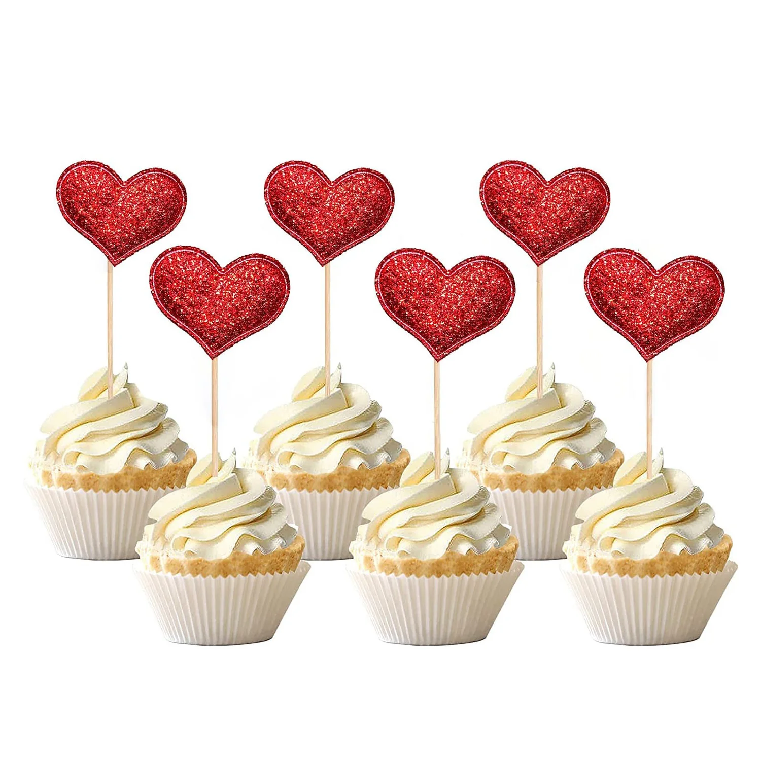 Glitter-Red-Heart-Cake-Toppers-Galentine-s-Day-Decorations-Heart ...