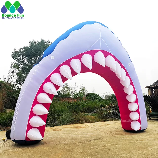 Custom Outdoor Activity Inflatable Shark Mouth Arch With Blower ...