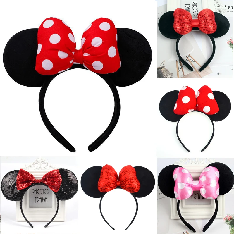 Disney-Mickey-Minnie-Mouse-Headband-Cosplay-Headdress-Cute-Sequins-Bow ...
