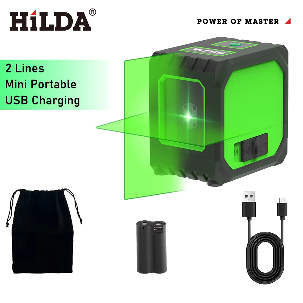 HILDA-2-Lines-Laser-Level-USB-Charging-Mini-Laser-Level-Self-Levelling ...