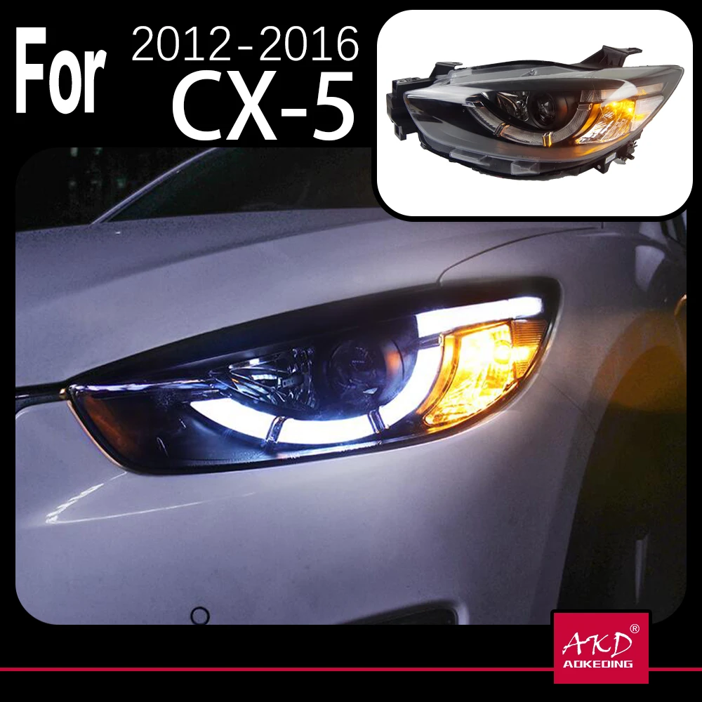 AKD Car Model Head Lamp for Mazda CX-5 Headlights 2012-2016 CX5 LED Headlight Angel Eye LED DRL ...