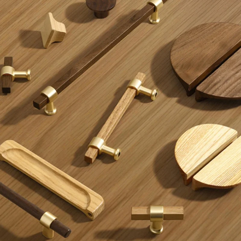 Black-Wood-Walnut-Wardrobe-Handles-with-Screw-Kitchen-Drawer-Cabinet ...