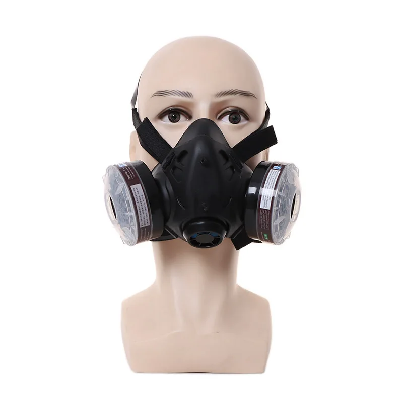Black-Half-Face-Gas-Respirator-Industrial-Gas-Mask-P-A-1-Filtering ...