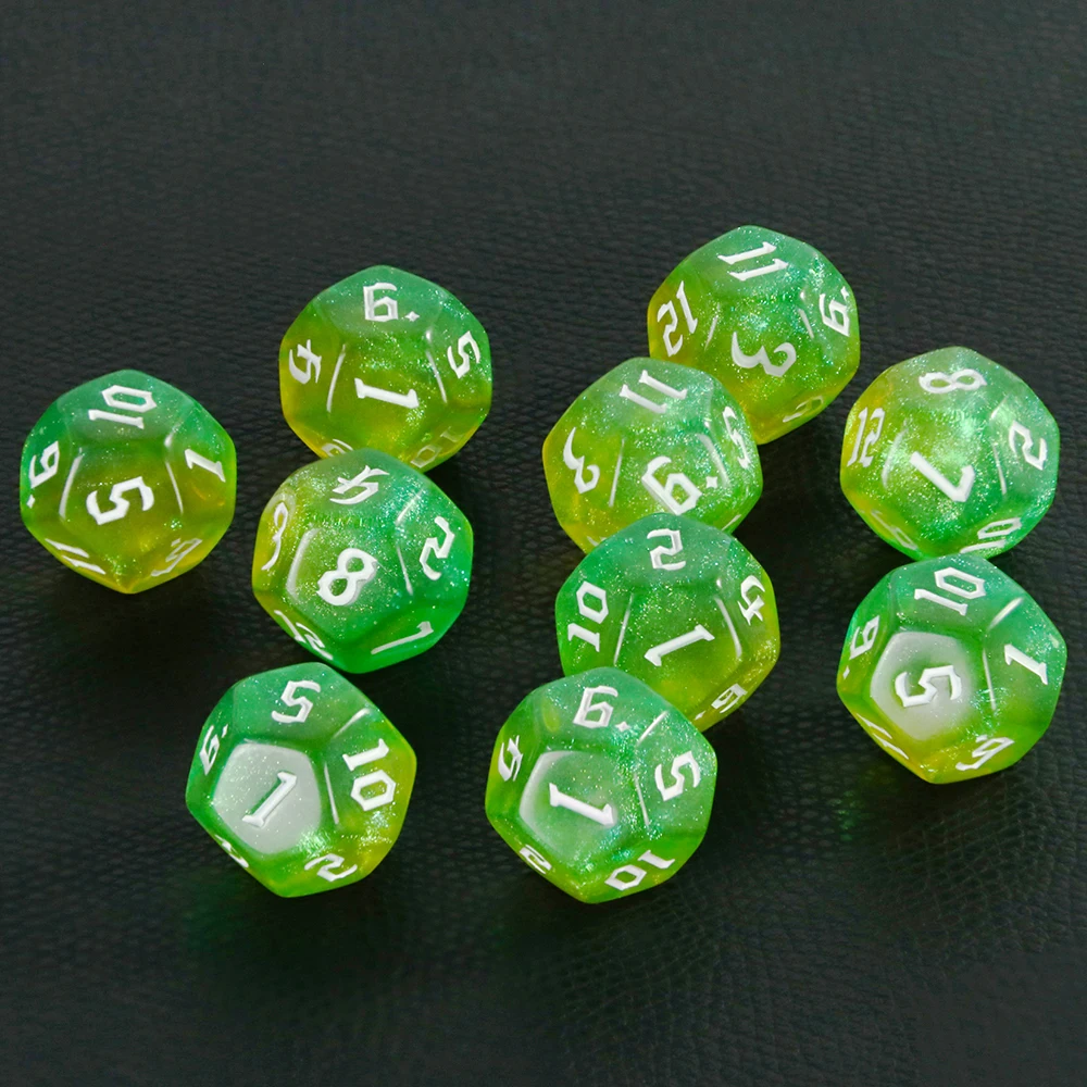 12 sided Glitter Dice Set 10pcs D12 mixed color Polyhedral Dice for ...