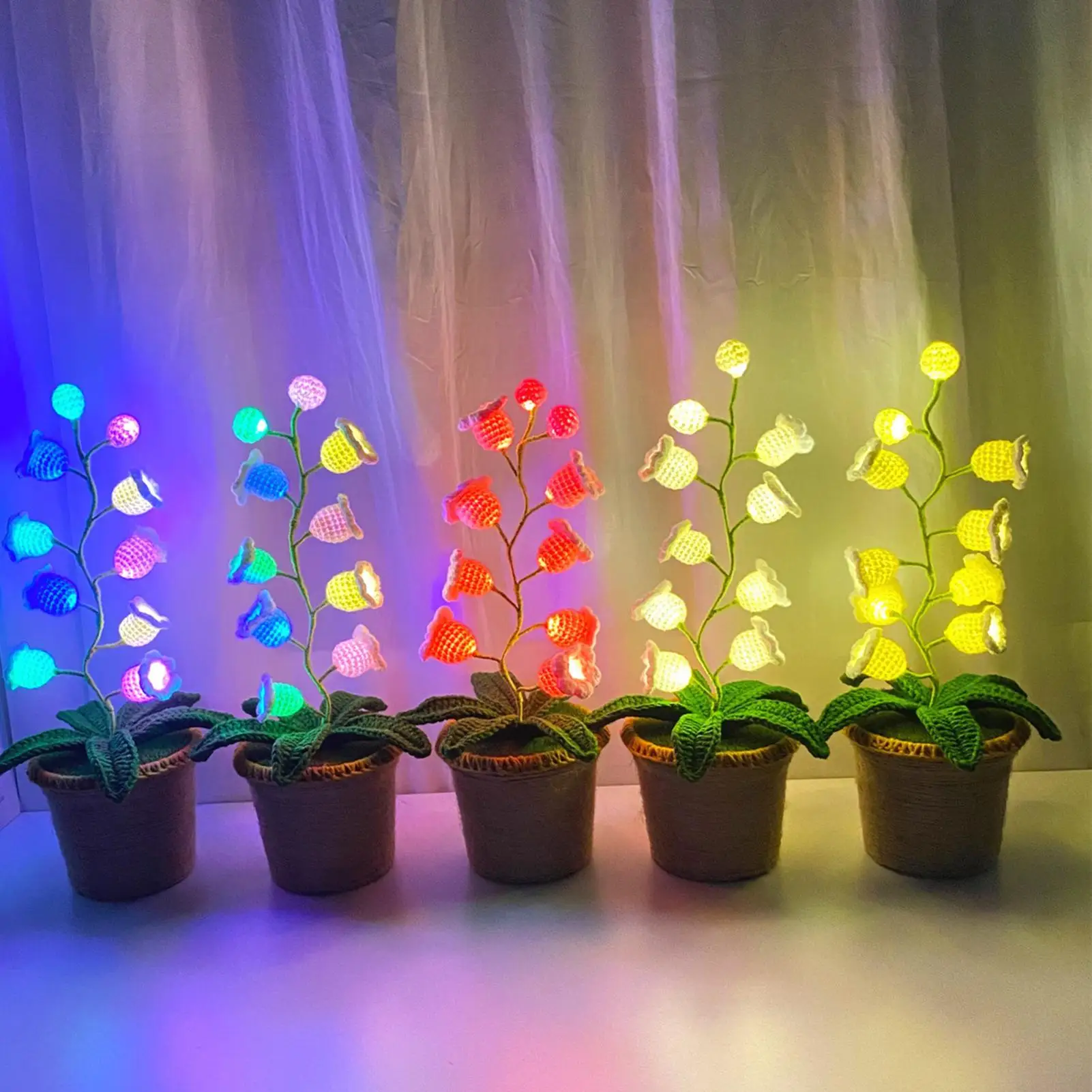 Flower Night Light Flower Lamp Light Decoration Cute Knitting Lantern ...