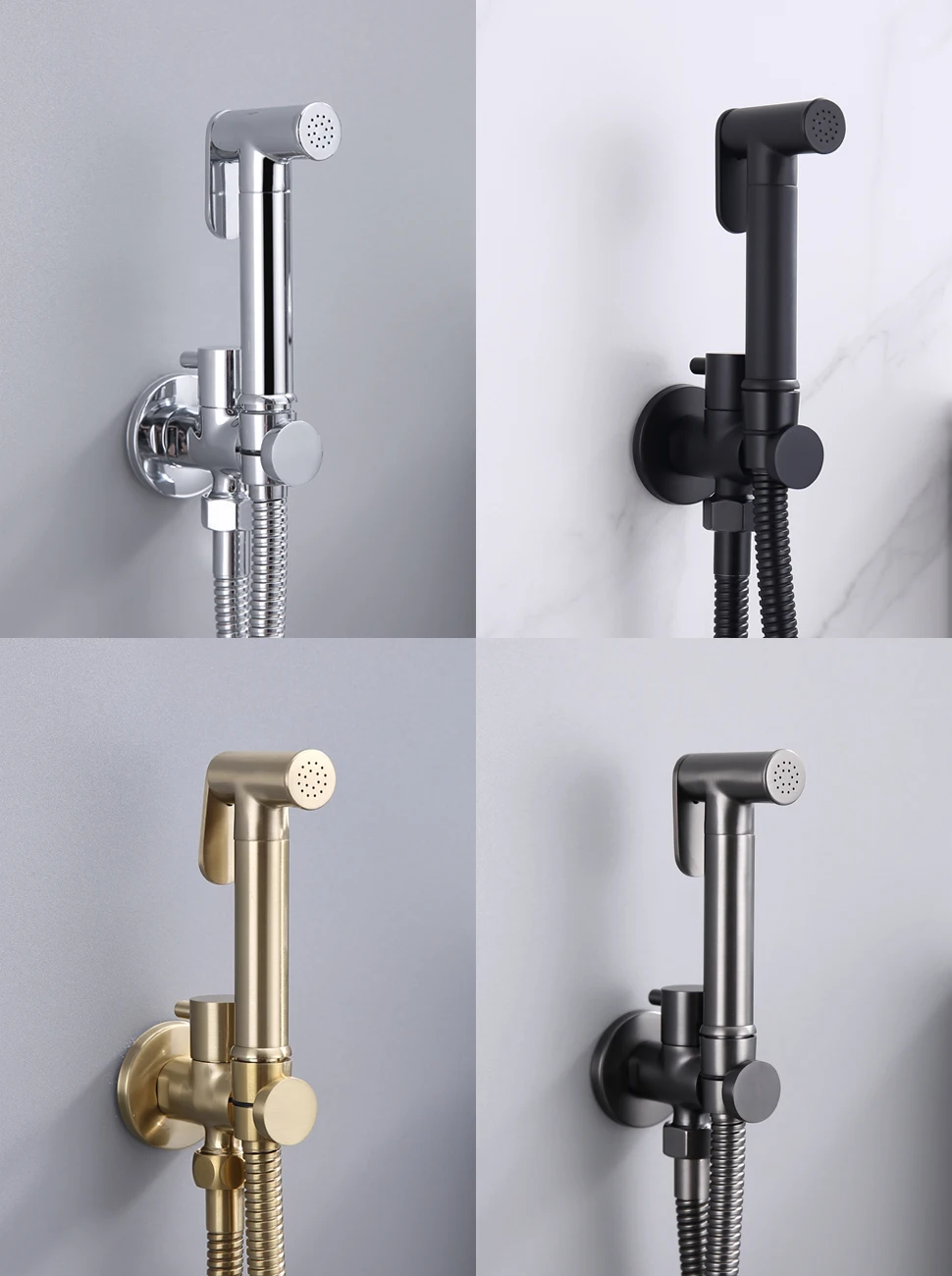 Wall Mounted Toilet Shower Bidet Faucet Set Chrome/black/gold/gun Metal ...