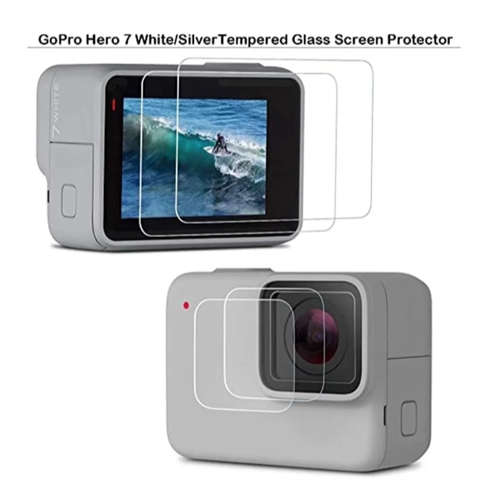 Tempered Glass Protector For GoPro Hero 7 White/Silver Camera Front ...
