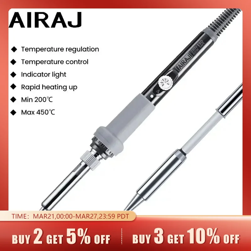 AIRAJ 12/15PCS Electric Soldering Iron 60W Temperature Adjust Soldering Iron Set Household ...