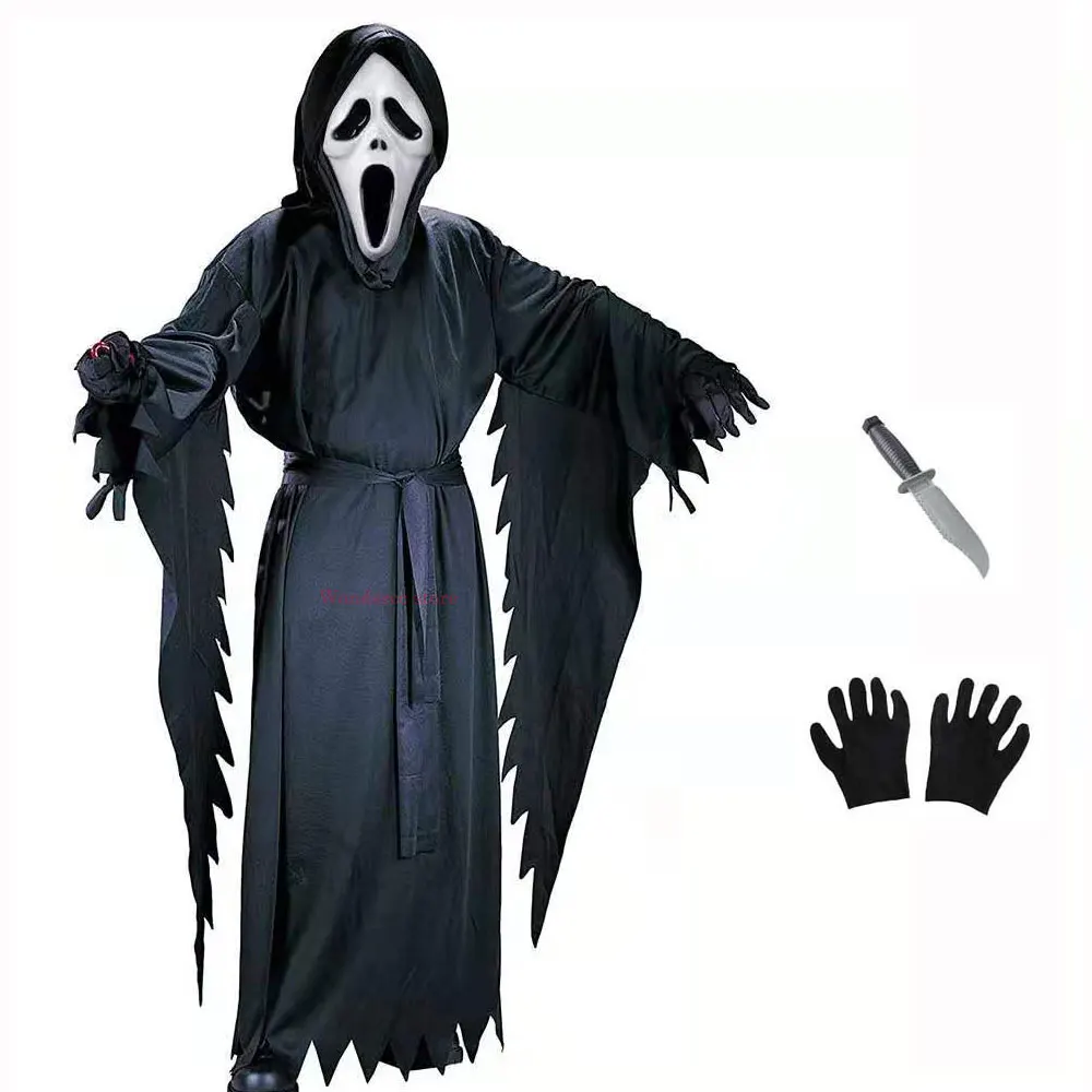 Kids-Adult-Devil-Scream-Role-Party-Halloween-Game-Costumes-Jumpsuit ...