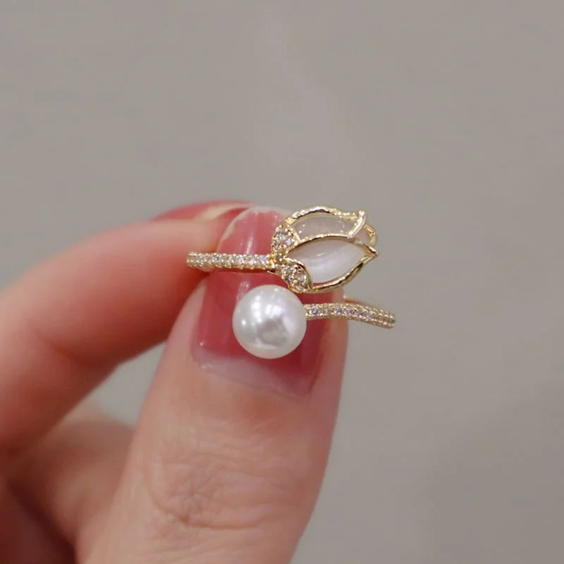 Anillos-de-perlas-de-flor-de-tulip-n-de-lujo-para-mujer-anillo-de ...