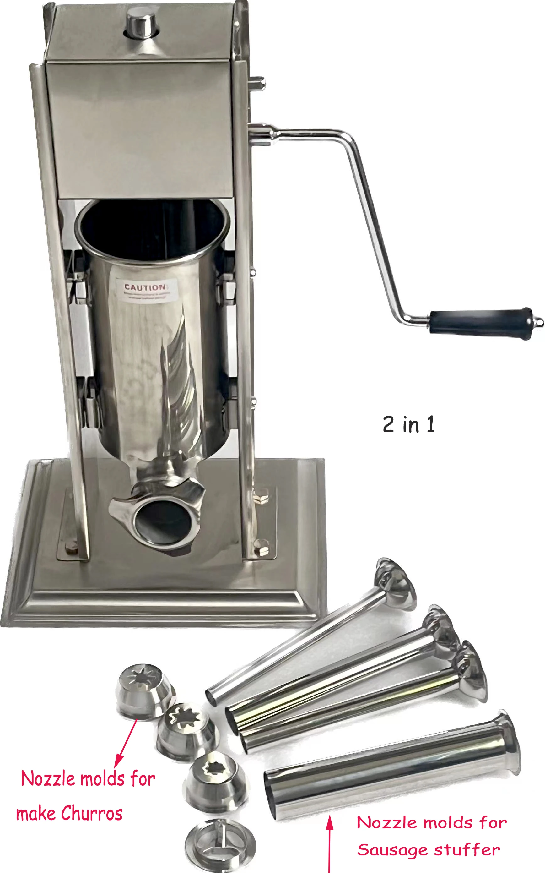304-stainless-steel-2L-Manual-Churros-Maker-Machine-with-3-size-nozzles ...