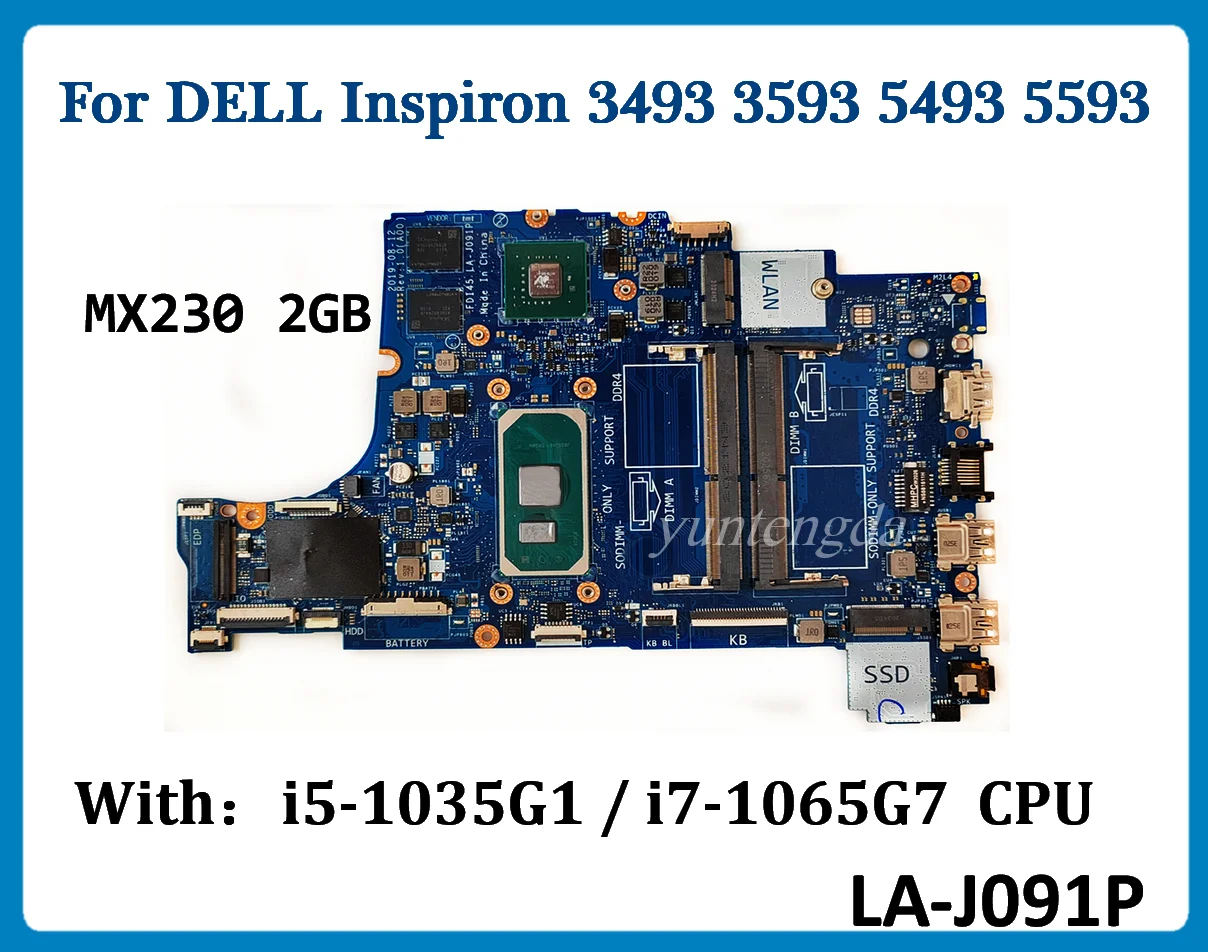 LA-J091P-For-DELL-Inspiron-3493-3593-5493-5593-Laptop-Motherboard-With ...