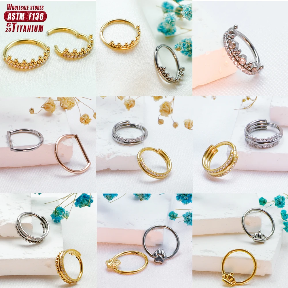 New-F136-Titanium-High-Quality-CZ-Stone-Hight-Segment-Nose-Rings-Open ...
