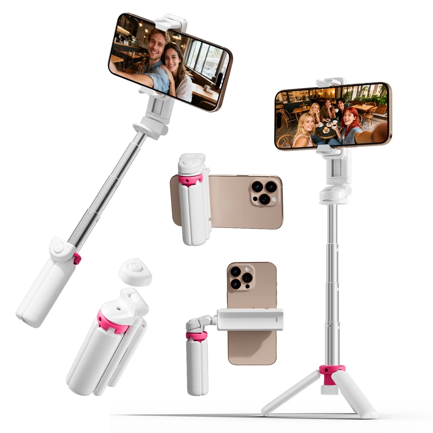 Wireless Foldable Selfie Stick & Phone Stand - 4-in-1 Mini Aluminum ...