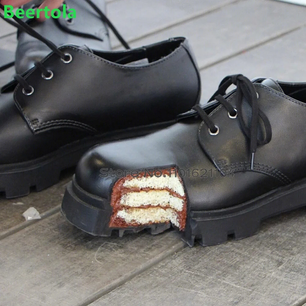 Black-Lace-up-Cake-Design-Flat-Shoes-For-Female-Women-2024-Newest ...