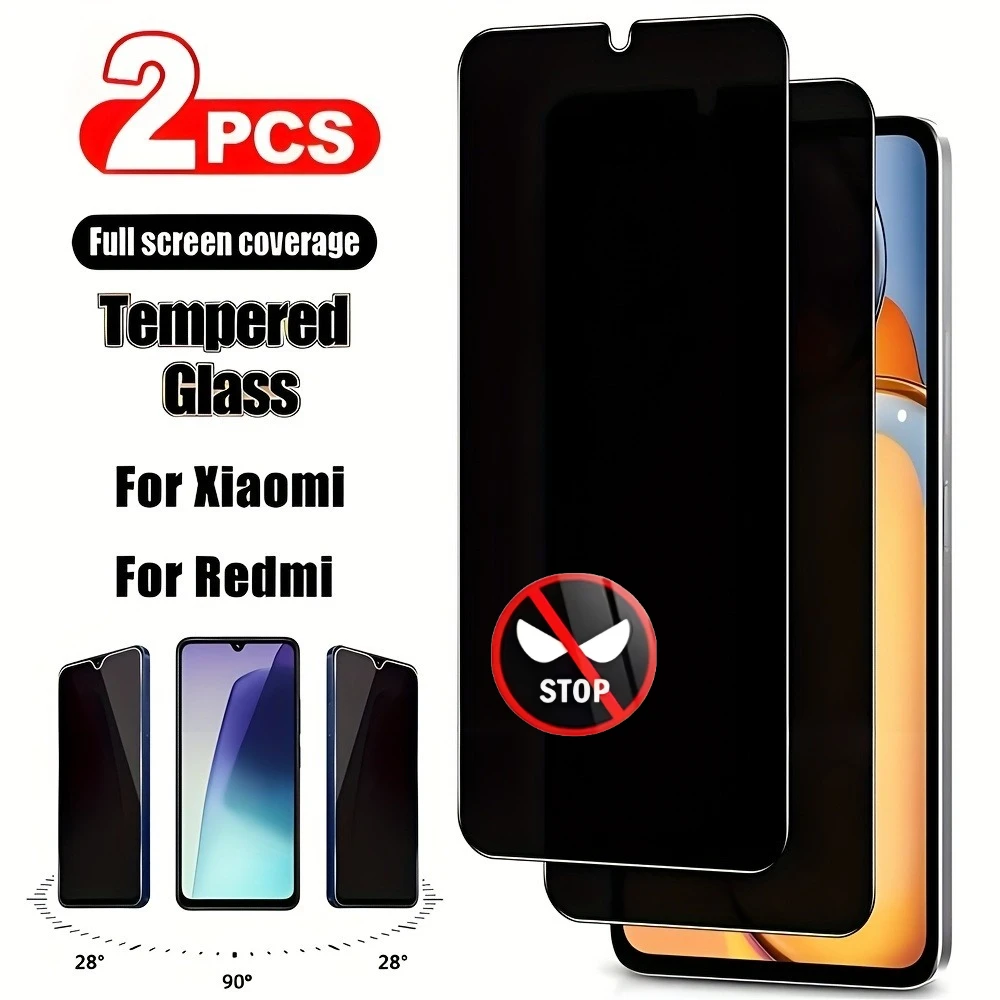 2Pcs Privacy Full Screen Protector for Redmi Note 14 5G 13 12 11 Pro ...