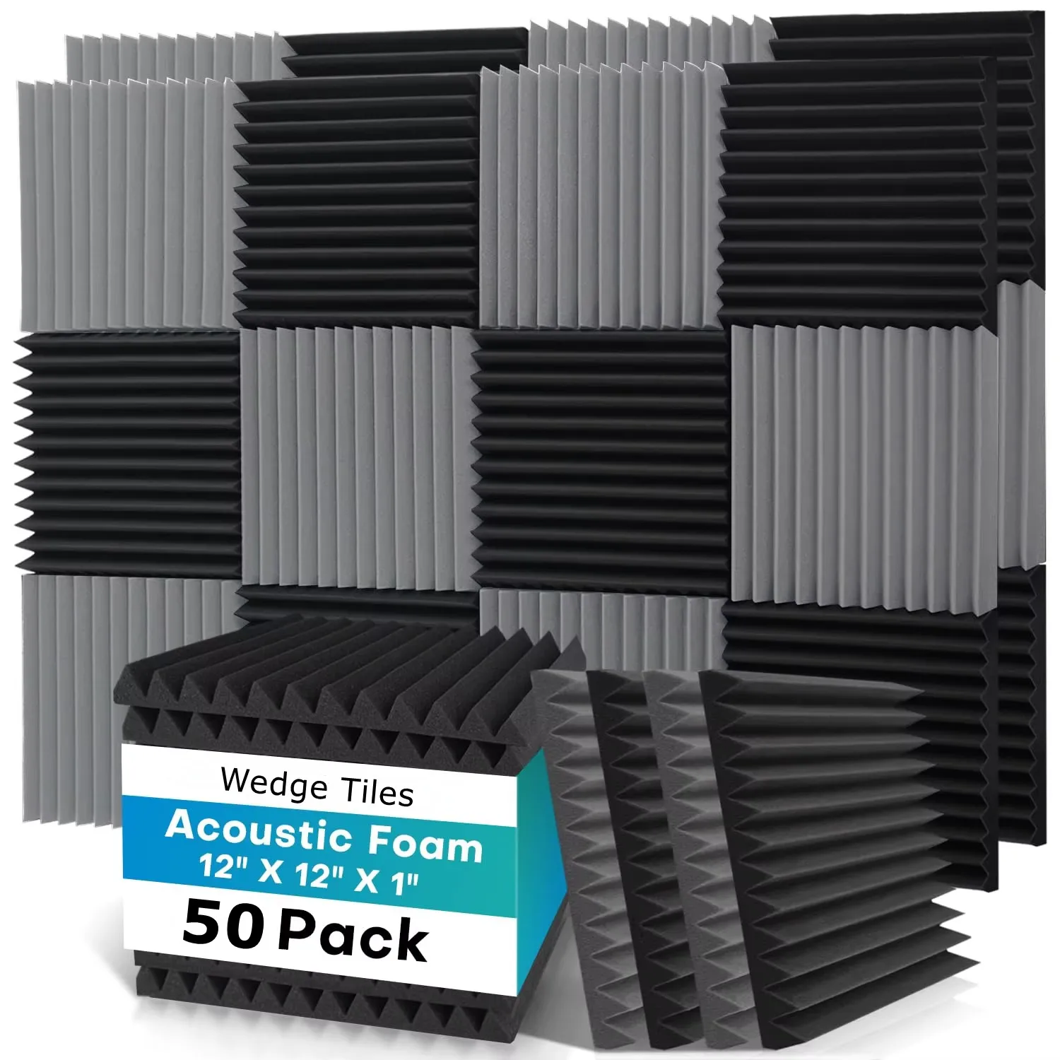 50 Uds 12 "x 12" x 1 "Panel insonorizado de espuma acústica de estudio ...