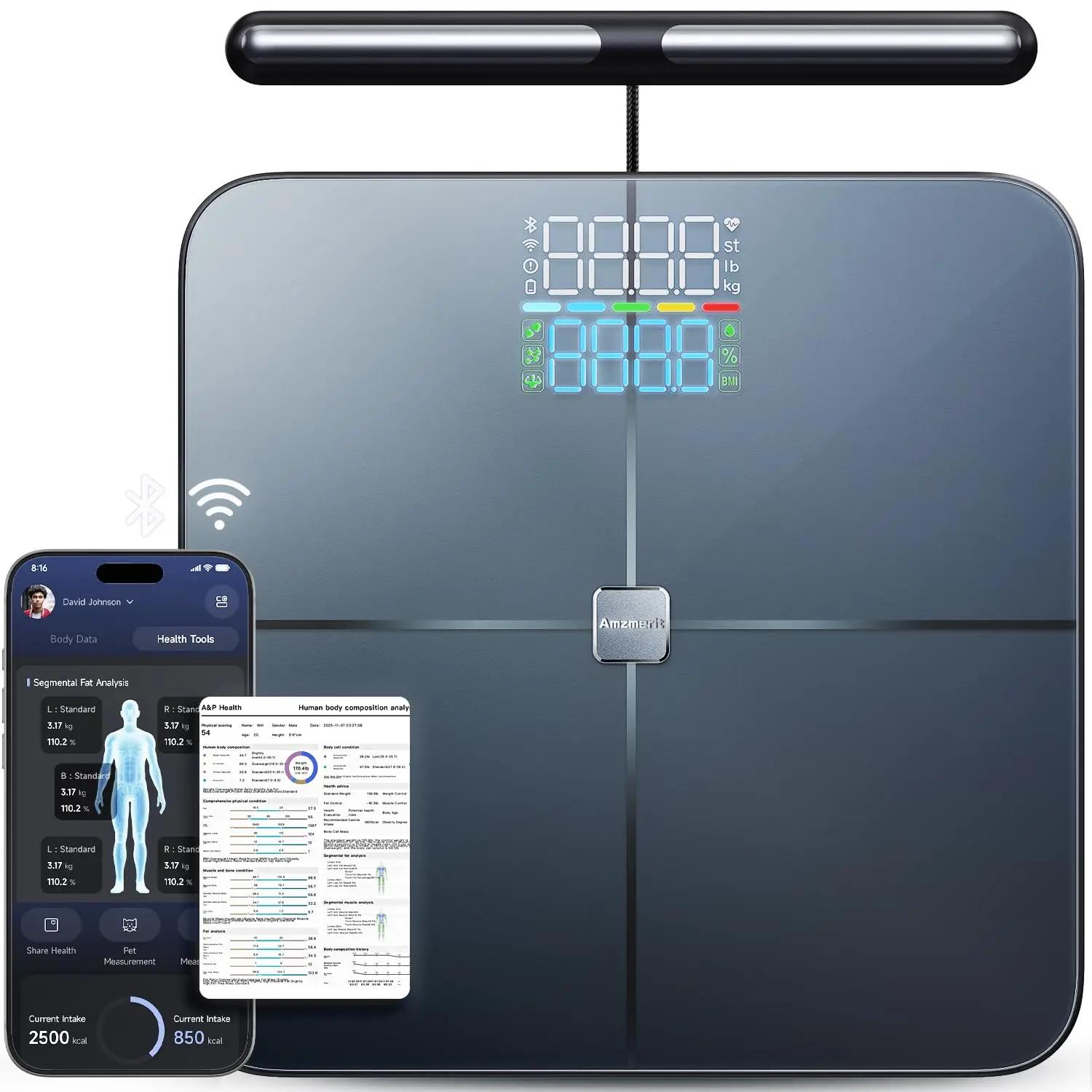 8-Electrode Smart Scale for Body Weight, Fat BMI Measurement, Bluetooth ...