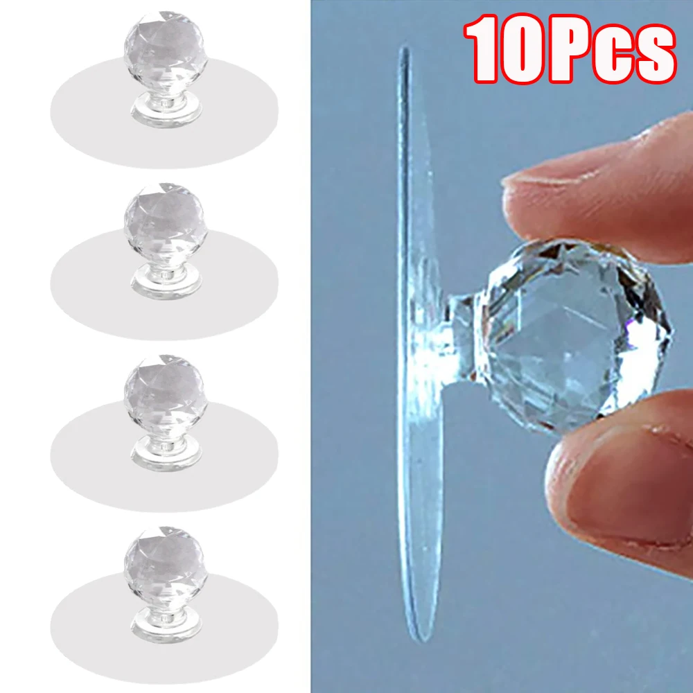 10Pcs Punch free Crystal Drawer Handle Diamond Shape Self Adhesive ...
