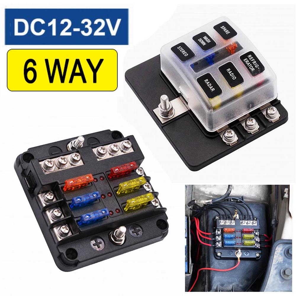 Car-Boat-Fuse-Box-Holder-With-6-Ways-12-Ways-Blade-Fuse-Holder-Block ...