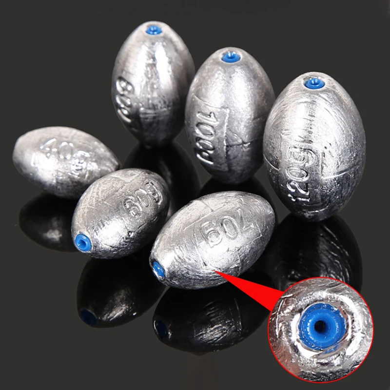 Fishing Lead Sinker 2g 100g Olive Shaped Line Sinkers Hook Connector ...
