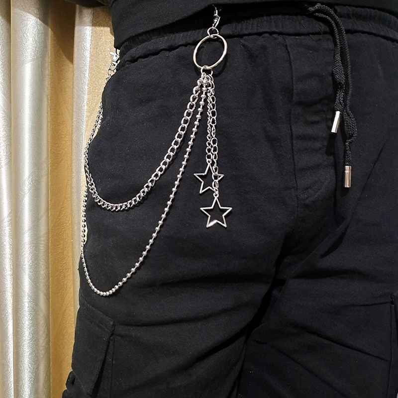 Punk-Steet-Keychains-Chain-Women-Men-Moon-Star-Rivets-Skull-Accessories ...