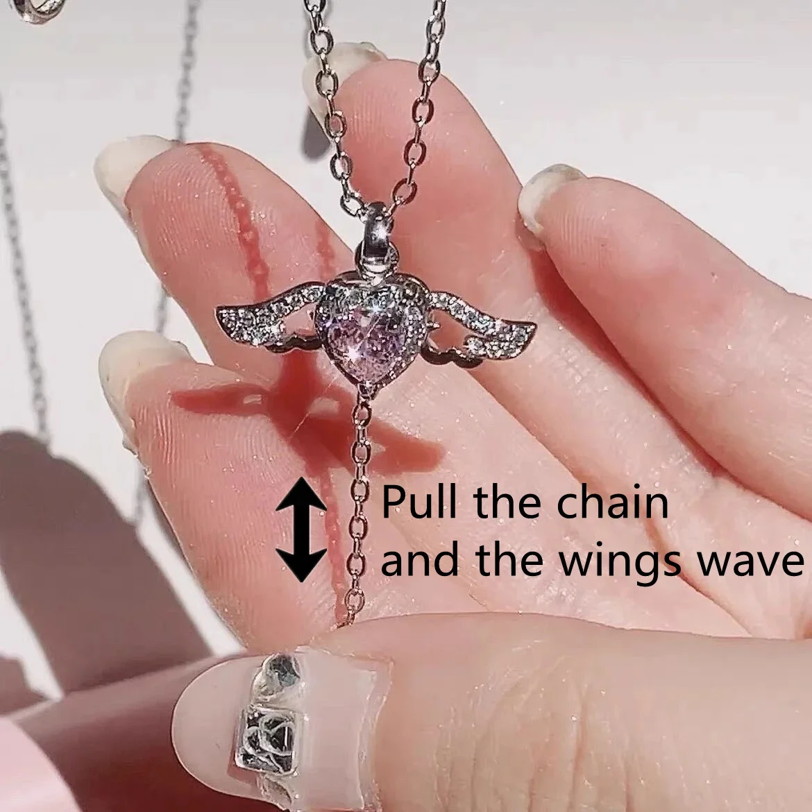 Waving-Wing-Pink-Crystal-Angel-Wings-Heart-Pendant-Necklace-For-Woman ...