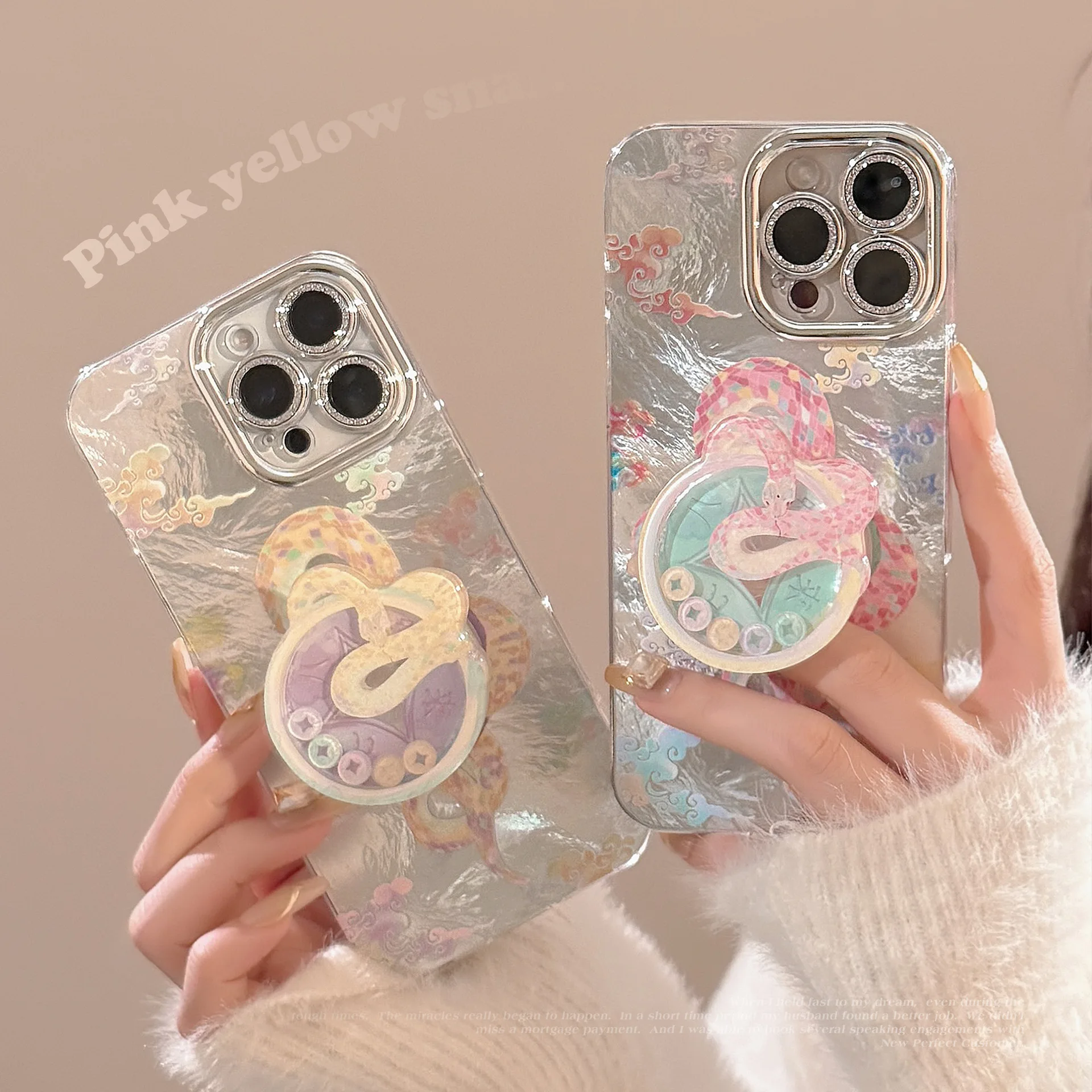 Luxury Snake Phone Case With Copper Coin Stand Holder for iPhone 11 12 ...
