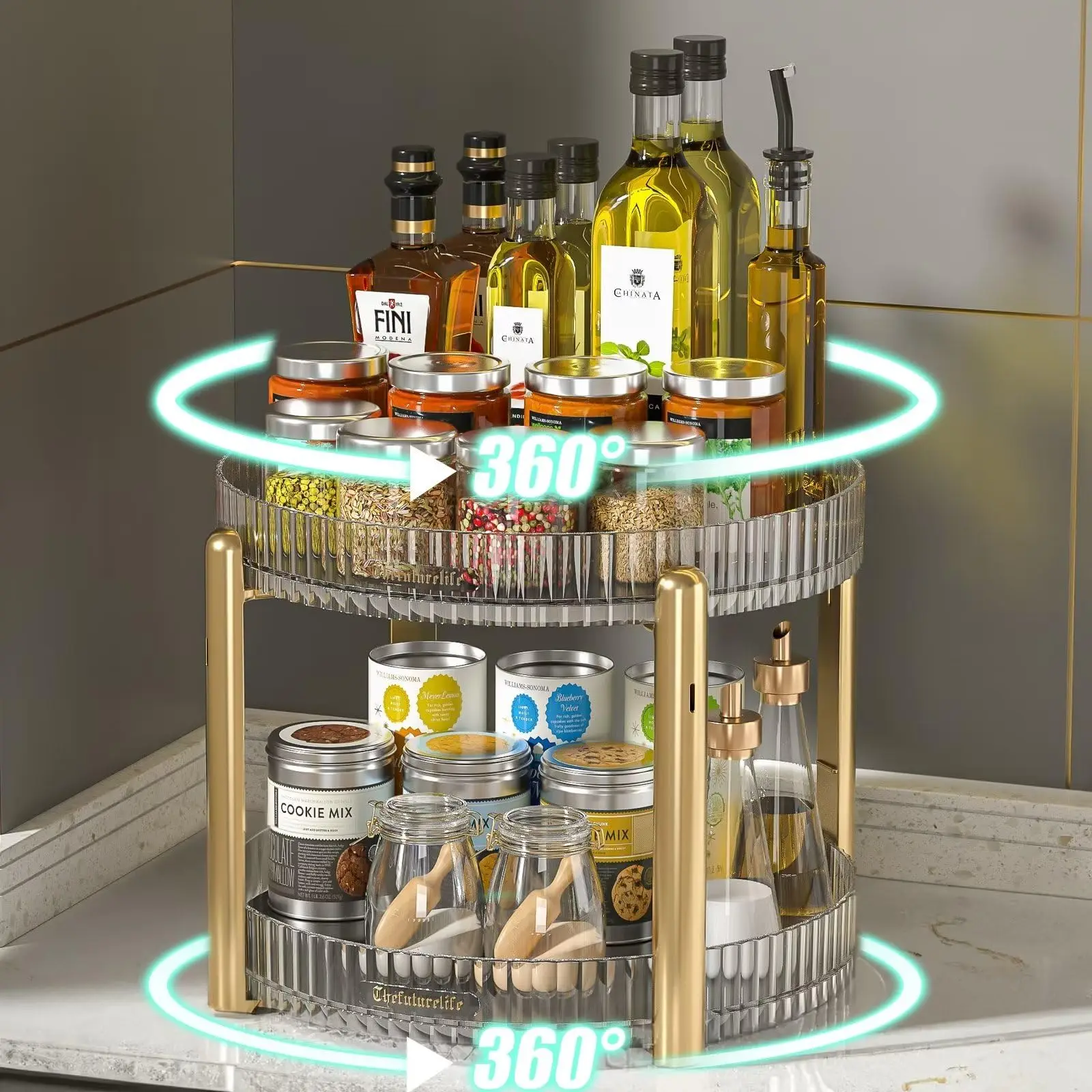 Kitchen-Spice-Rack-Double-Layer-360-Rotating-Seasoning-Holder-Large ...