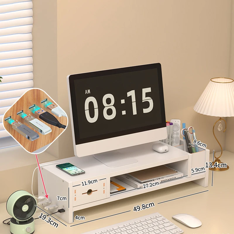 Computer-Monitor-Heightening-Holder-With-USB-Hub-Office-Desk-Storage ...