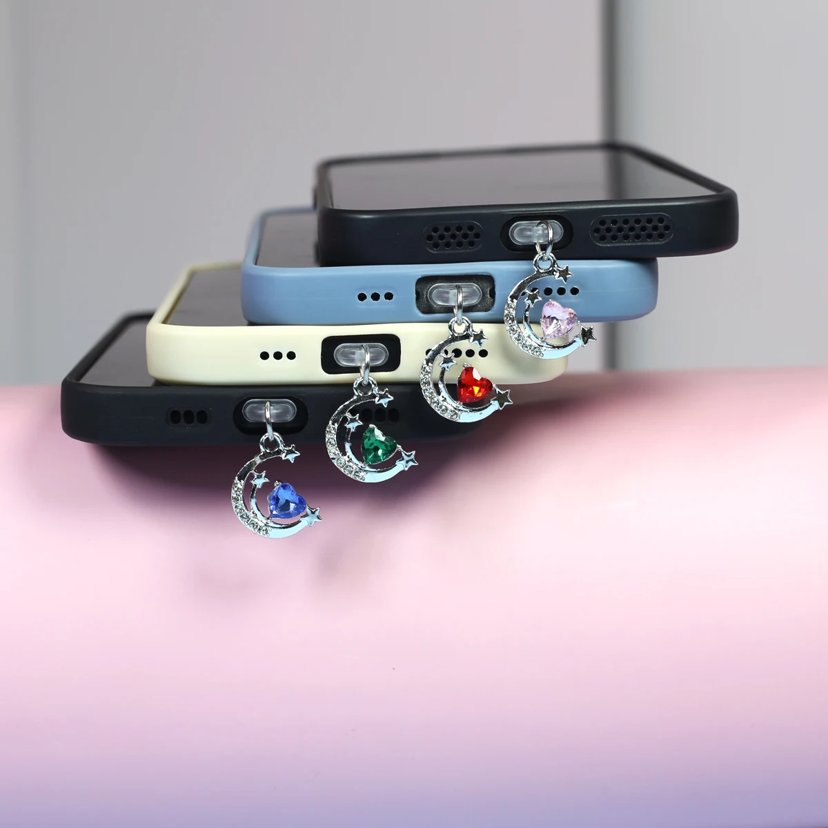 Water-Diamond-Gem-Love-Moon-And-Star-Phone-Dust-Plug-Hanging ...