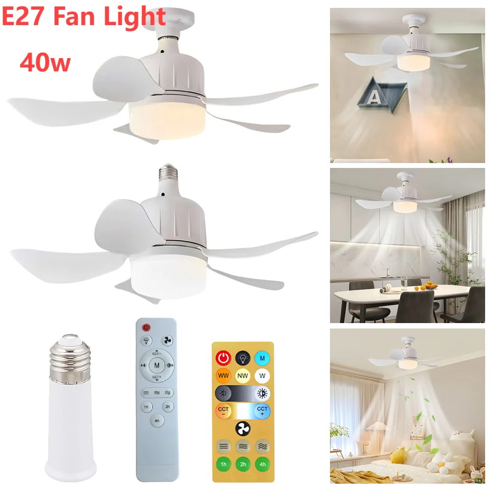 Ceiling-Fan-Light-Lamp-E27-Base-Wireless-Remote-Control-LED-Bulb ...