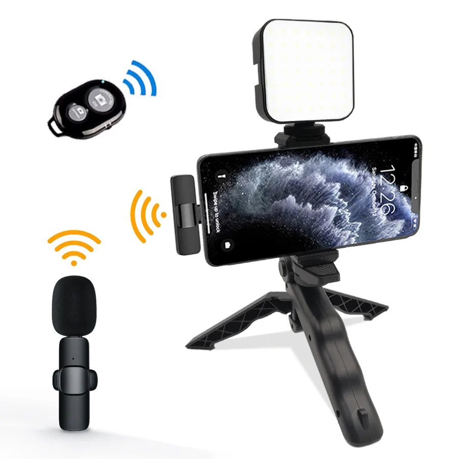 Smartphone-Video-Kit-Microphone-Photography-Light-Phone-Holder-LED ...