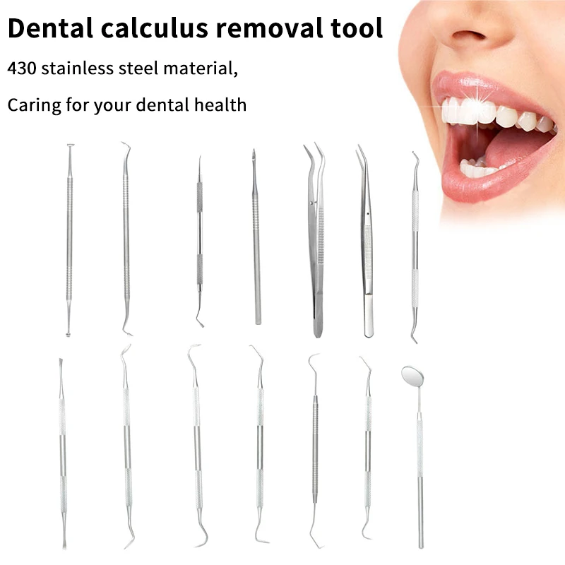 1PCS Stainless Steel Dentist Clean Tools Dental Mirror Double Probe ...