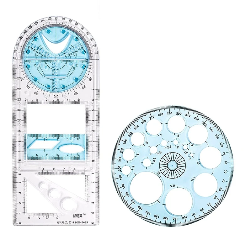 Multifunctional Geometric Ruler | Clear Plastic Template | Circle ...