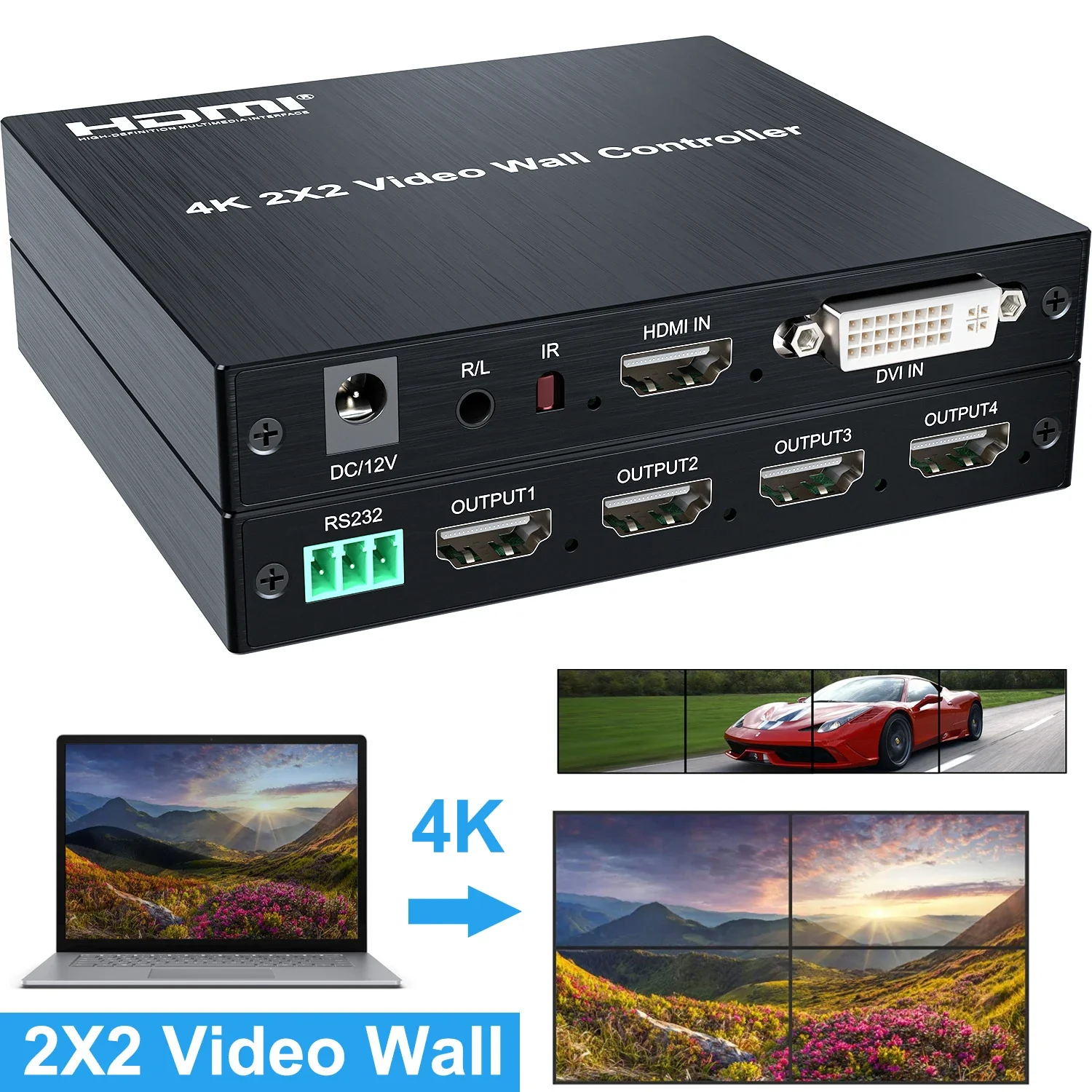 4K-2x2-HDMI-Video-Wall-Controller-Screen-Splicing-Processor-1080p-60hz ...