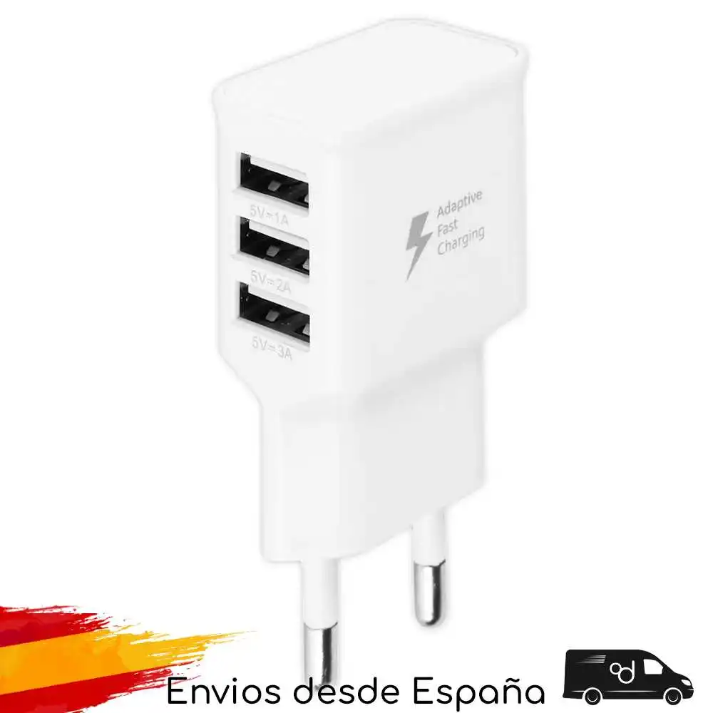 Eu Wall 2 Pin Plug Adapter Charger Power 3 Usb Ports For Phones Tablets ...