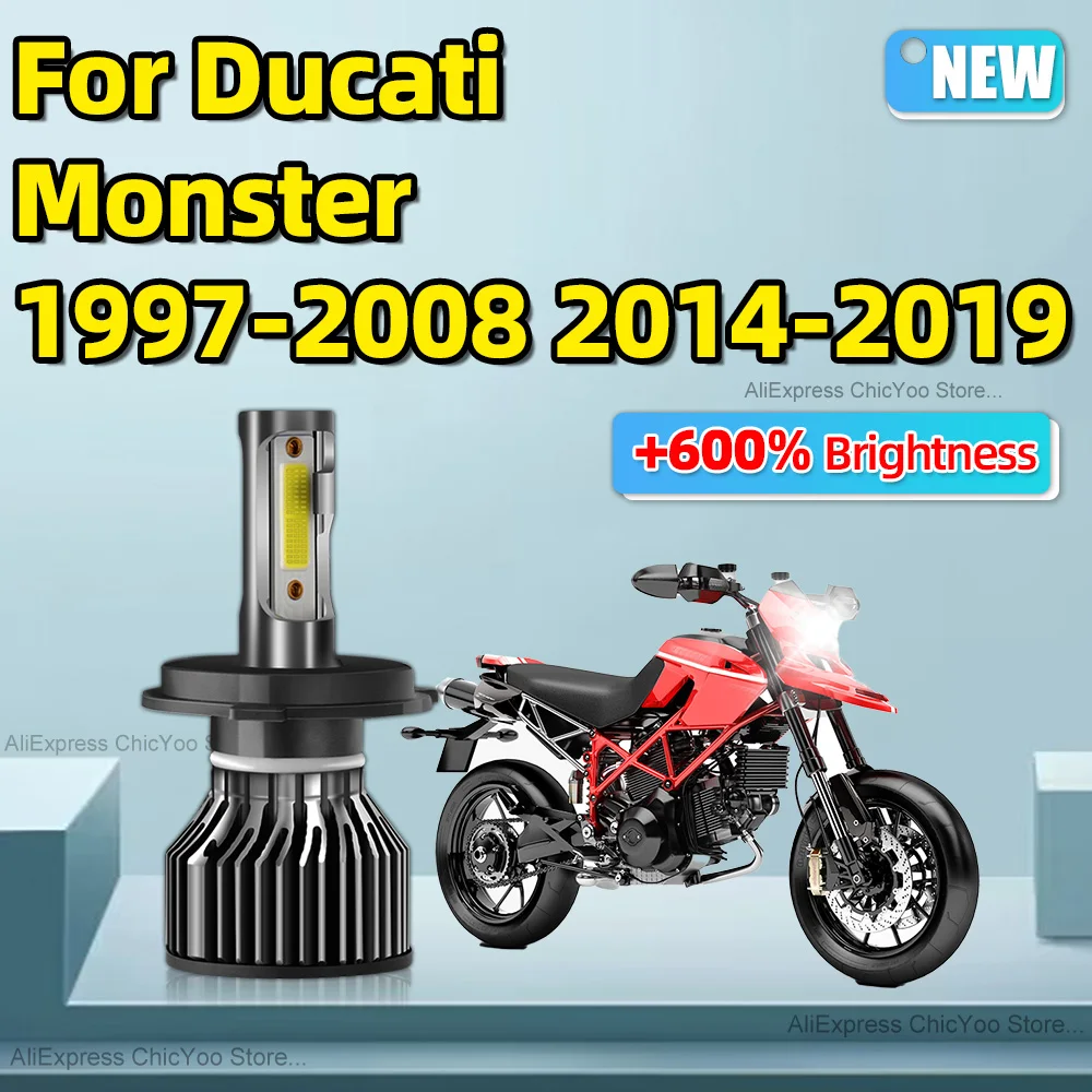 For Ducati Monster 1997-2008 2014-2019 High Brightness 15000LM LED H4 ...