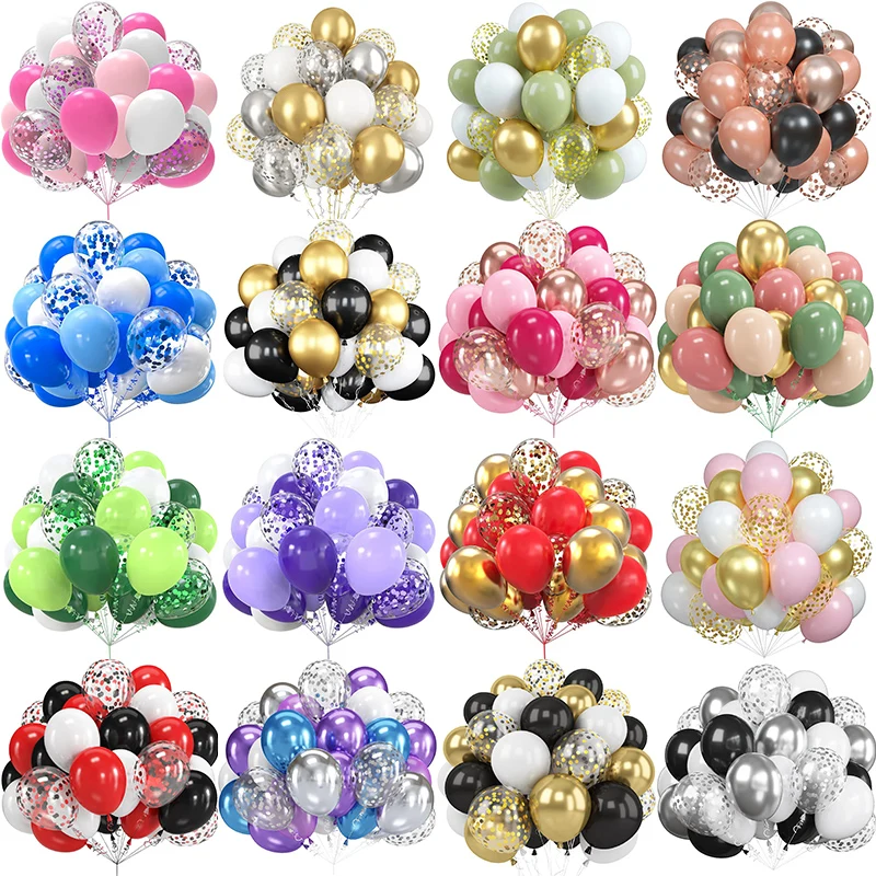 12Inch-10-20Pcs-Latex-Balloon-Gold-Silver-Black-Pink-Balloon-Set ...