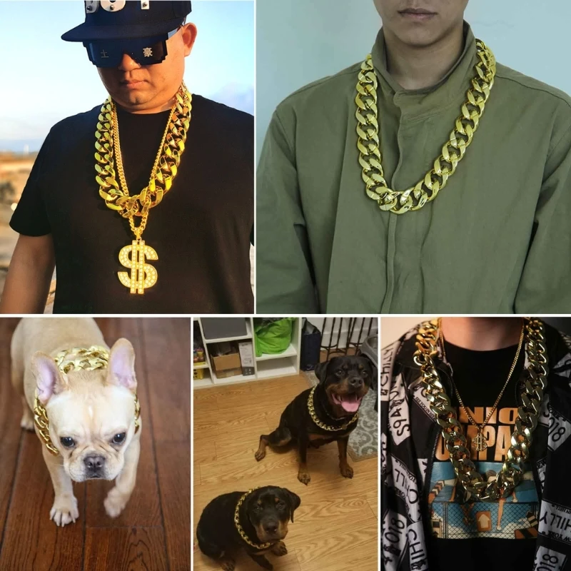 652F-Big-Chunky-Necklace-Rapper-Fake-Gold-Chain-90s-Hip-Hop-Gold ...