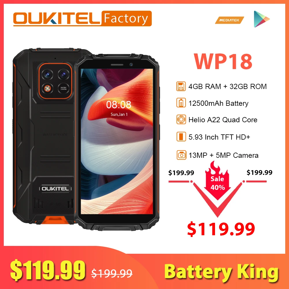 Oukitel-WP18-12500mAh-Battery-Smartphone-4G-32G-Android-11-5-93-Inch ...