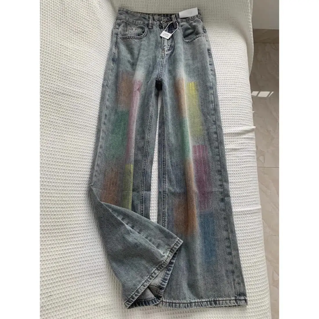 American-retro-personalized-trend-color-gradient-jeans-for-men-and ...