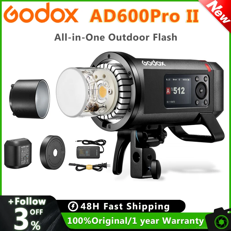 Godox-AD600Pro-II-All-in-One-Outdoor-Flash-600Ws-40W-Bi-Color-LED ...