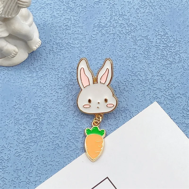 Soft Cute Cute Carrot Rabbit Metal Enamel Brooch Cartoon Animal Badge ...