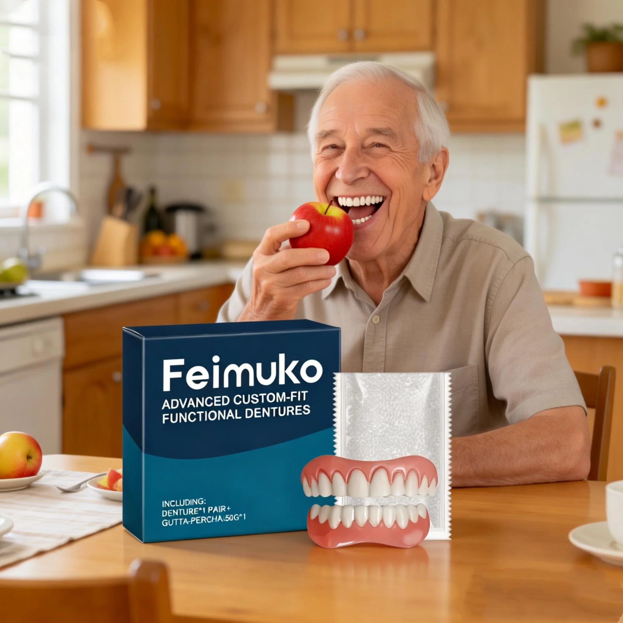 New Adult Denture Full Set Upper Lower Fake Teeth Safe Anti-Wear ...